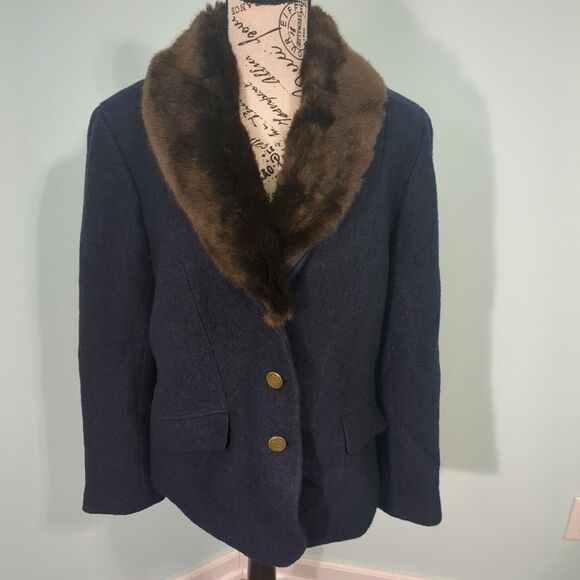 Talbots | Jackets & Coats | Talbots Womens Aberdeen Blue Holiday Faux ...